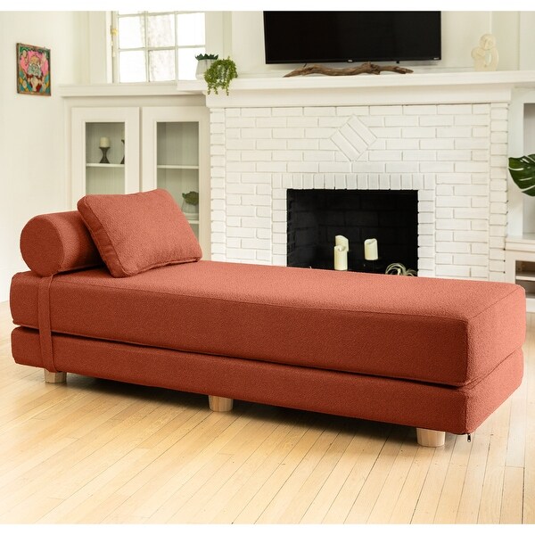 Jaxx Avida Daybed Fold Out Queen Sleeper Premium Boucle Sleek and Modern Lounge for Relaxing and Overnight Guests On Sale Bed Bath Beyond 37572550
