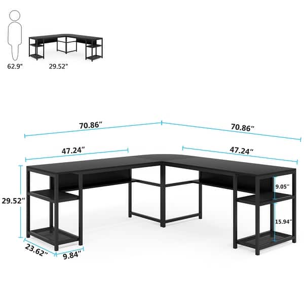 70-Inch L-Shaped Desk with Shelves - Bed Bath & Beyond - 32973887