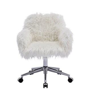 Modern Adjustable Faux Fur Fluffy Chair Makeup Vanity Chair with Metal ...