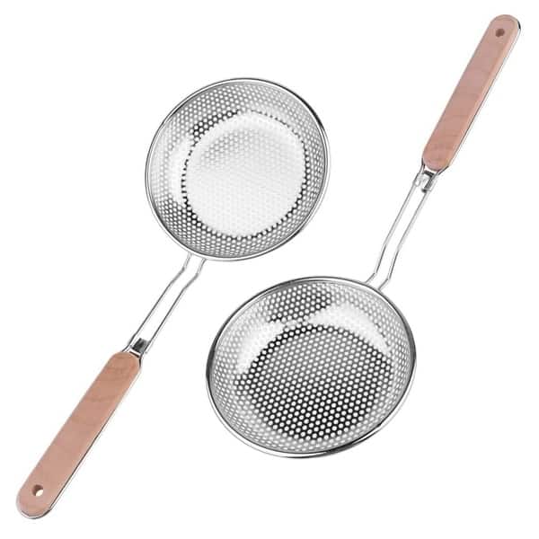 Mesh Ramen & Noodle Strainer Skimmer Ladle with Wooden Long Handle ...