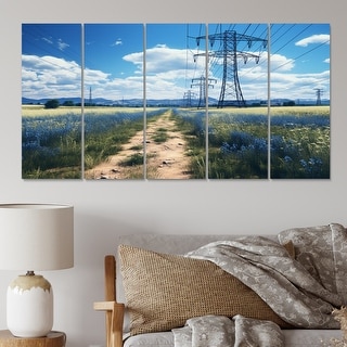 Designart "Power Lines Electric Horizons II" Power Lines Multipanel ...