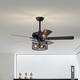 Industrial Ceiling Fan Wrought Metal Light Body Cage Ceiling Fan with ...