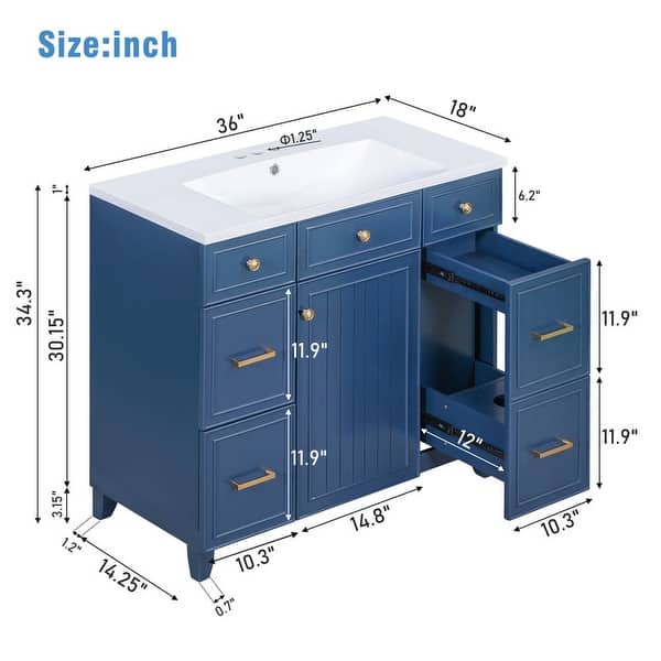 36-inch Bathroom Vanity Cabinet with Sink - Bed Bath & Beyond - 38411366