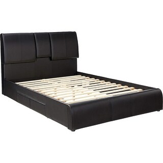 Contemporary Style Queen Bed With Storage, Black - Bed Bath & Beyond ...
