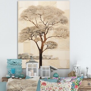 Designart "African Beige Tree Minimalism I" Tree African Wall Art - Bed ...