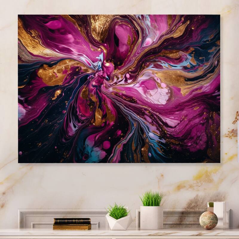 Designart "The Essence Of Fluidity II" Abstract Liquid Ink Metal Wall ...