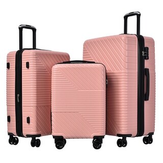 3-Piece ABS Luggage Travel Sets, Expandable Lightweight Hardshell ...