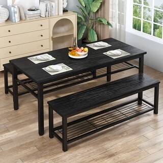 3-Piece Kitchen Dining Table Set with Metal Storage Racks, Practical ...