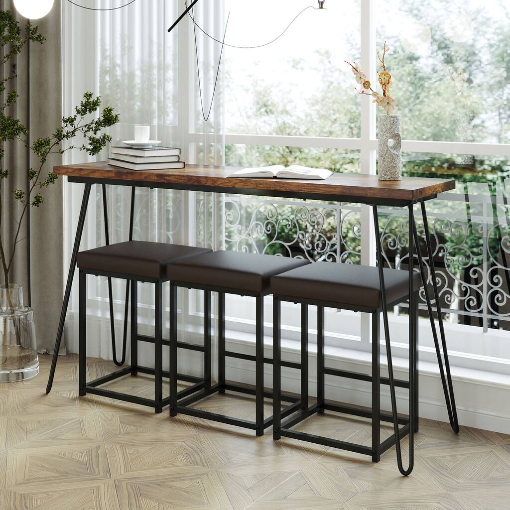 4 Pieces Counter Height Extra Long Dining Table Set - Overstock - 35225703