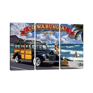 iCanvas "Cowabunga-Surf's Up!" by Larry Grossman 3-Piece Canvas Wall ...