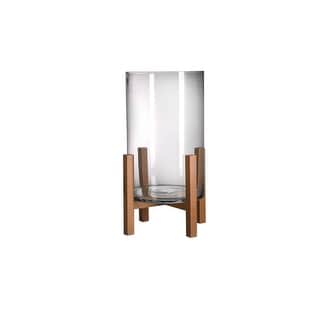 Lg. Glass & Beech Wood Vase Candle Holder- A - CLEAR / WOOD - Bed Bath ...