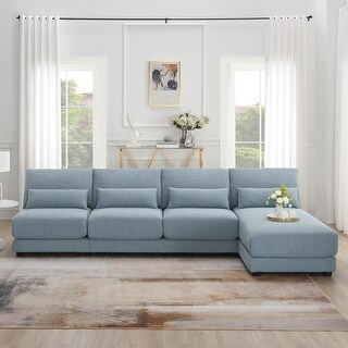 Oversized Deep Seat L-Shaped Sofa with Reversible Chaise, 5-Seat Couch ...