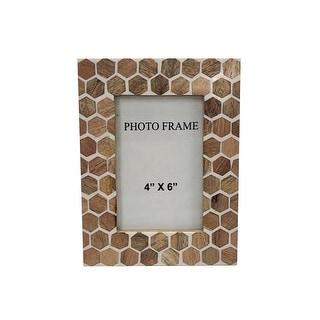4x6" Wood Hexagon Tile Picture Frame - Lite Brown & White - Bed Bath ...