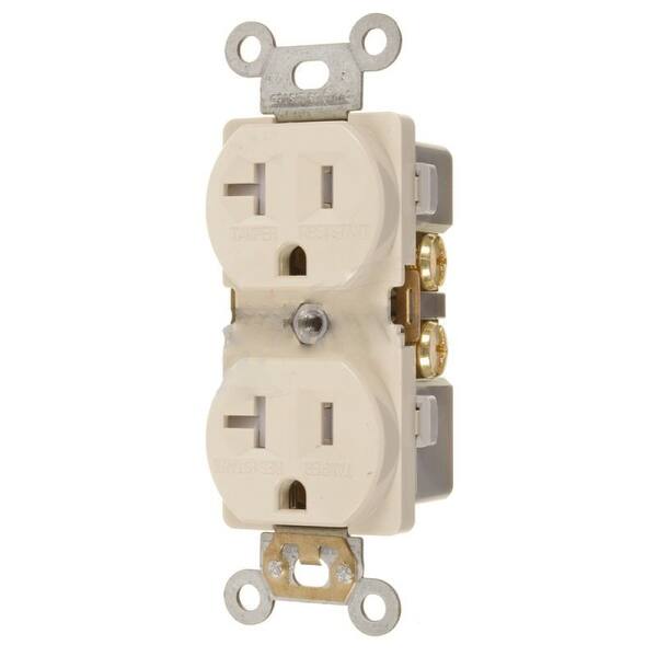 20 AMP Rectangle Ivory Electrical Receptacle Plastic-Aluminum American ...