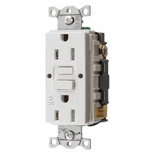 Hubbell GFCI Receptacle,15A,125VAC,5-15R,White GFRTW15W - 1 Each - Bed ...