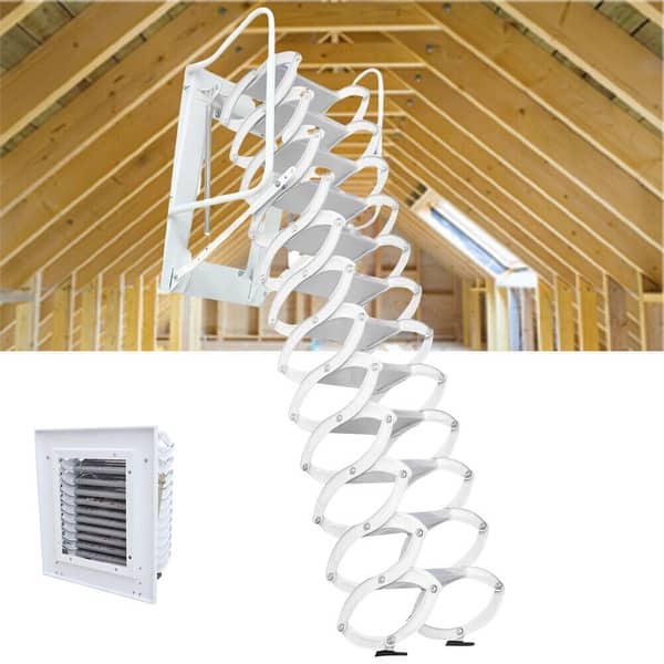 Home White Wall Mounted Folding Ladder Loft Stairs - On Sale - Bed Bath ...