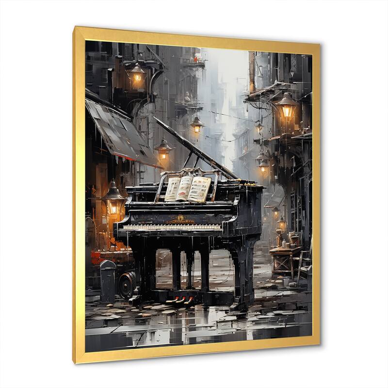 Designart "Piano Urban Upright I" Music Framed Wall Art Living Room ...