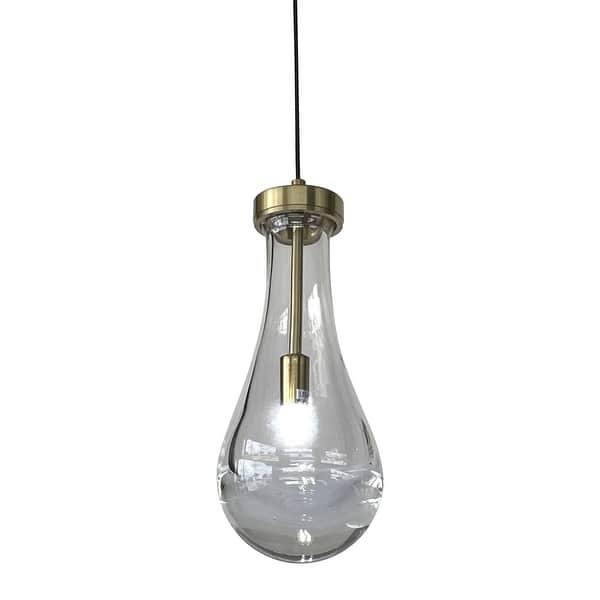 Brass 1 Light Glass Raindrop Pendant Chandelier - Bed Bath & Beyond ...