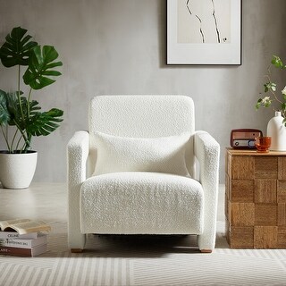 Right-Angle Armrest Accent Chair with Square Wooden Block Legs ...