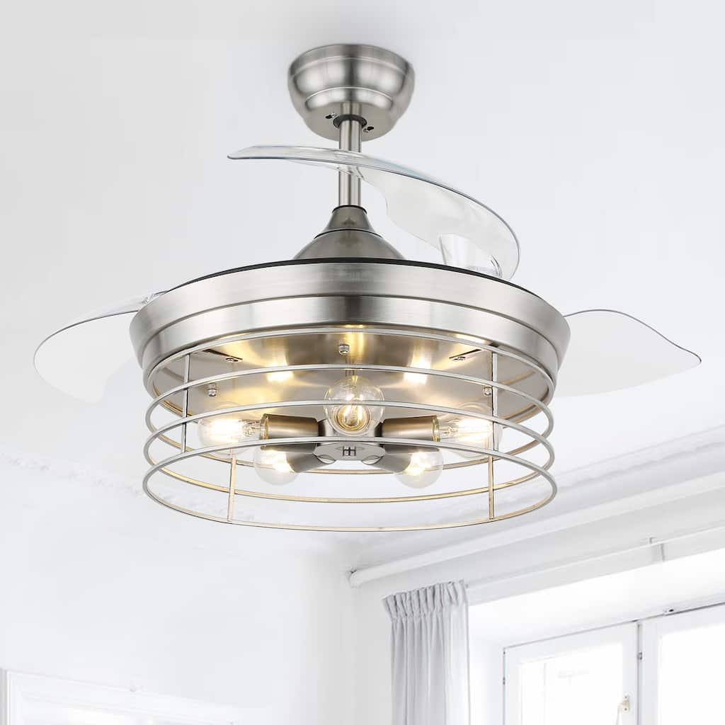 Bella Depot 42" Black Industrial Metal Retractable Ceiling Fan with ...