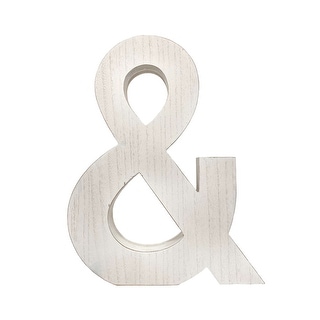 16" Distressed White Wash Wooden Initial Ampersand Sculpture - 15.8" x ...