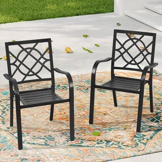 SUNCROWN Outdoor Patio Metal Stackable Dining Chairs Set of 2 - Bed Bath & Beyond - 33248359