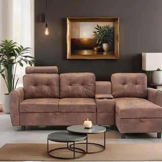 L-Shape Sectional Sofas Reversible Sleeper Sofas Pull Out Bed with Storage Chaise - Bed Bath ...