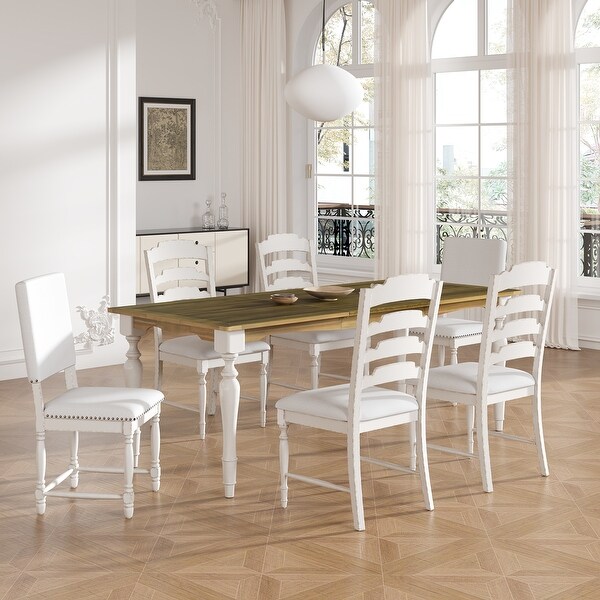 Merax Traditional 7 Piece Extendable Dining Table Set with 6 Chairs Bed Bath Beyond 41275726