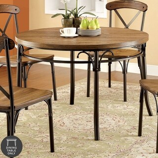 Furniture of America Merrits Industrial 45-inch Wood Round Dining Table ...
