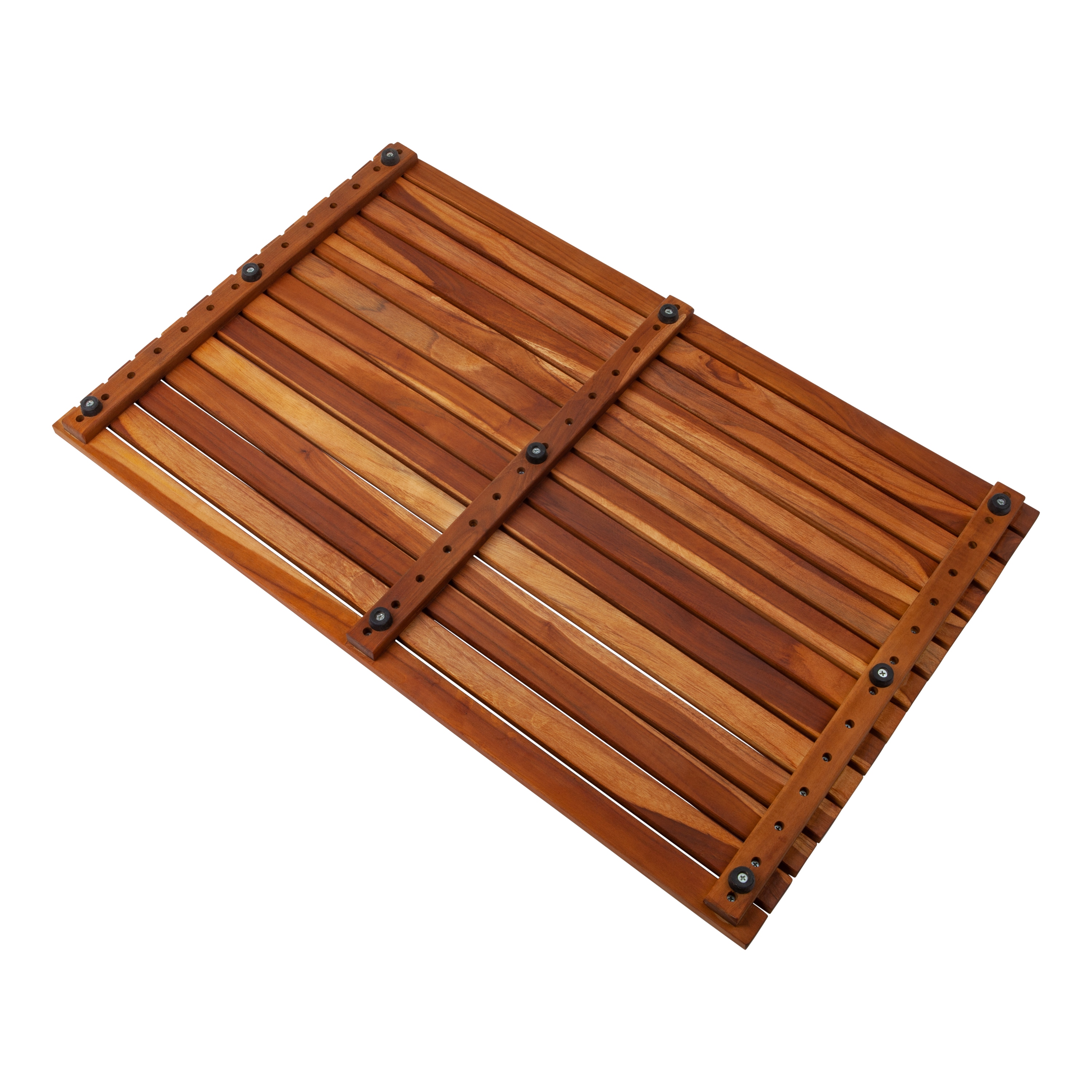 Teak Slatted Brown Wood Shower Mat On Sale Bed Bath And Beyond 15341204