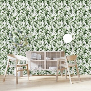 Green Leaves Wallpaper Peel and Stick and Prepasted - Bed Bath & Beyond ...
