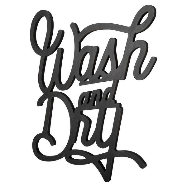 22.75" Black Traditional "Wash and Dry" Word Art Wall Sign - Bed Bath ...