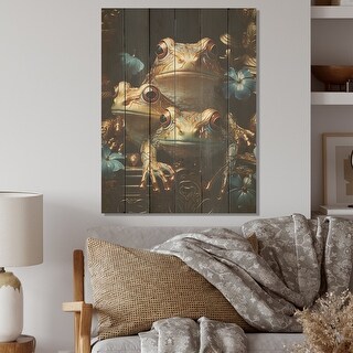 Designart "A Baroque Frogs Portrait" Frogs & Toads Wood Wall Decor ...