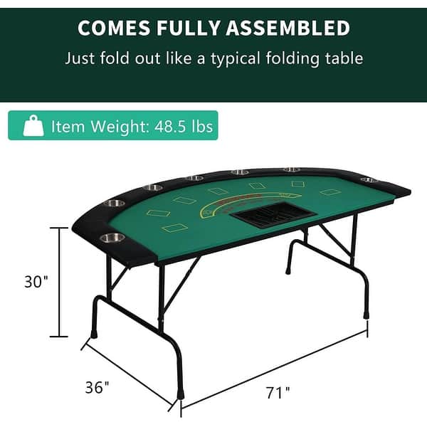 7 Player Blackjack Table with Folding Legs 71" Casino Game Table ...