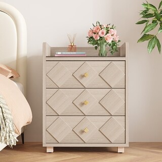 3-Drawers Nightstand with Wireless Charging Station, Adjustable Color ...