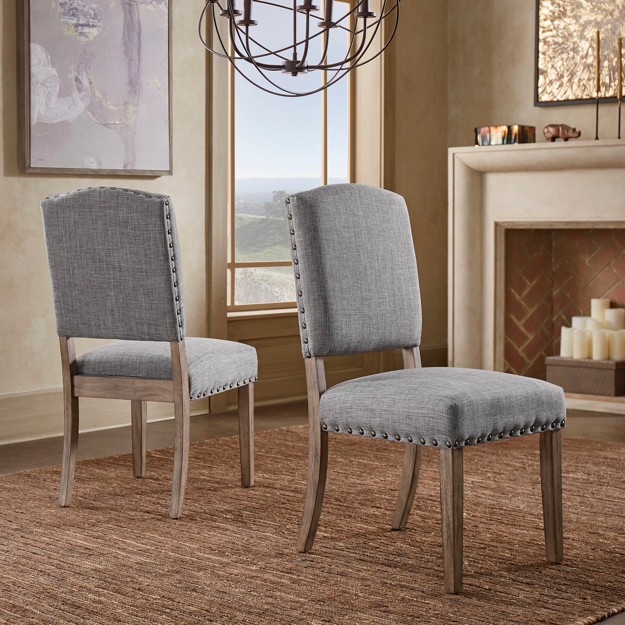 Benchwright Grey Oak Linen Look Chairs Set Of 2 By Inspire Q Artisan