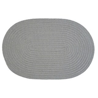 Gray Solid Textured Handcrafted Reversible Oval Door Mat 18" x 30 ...