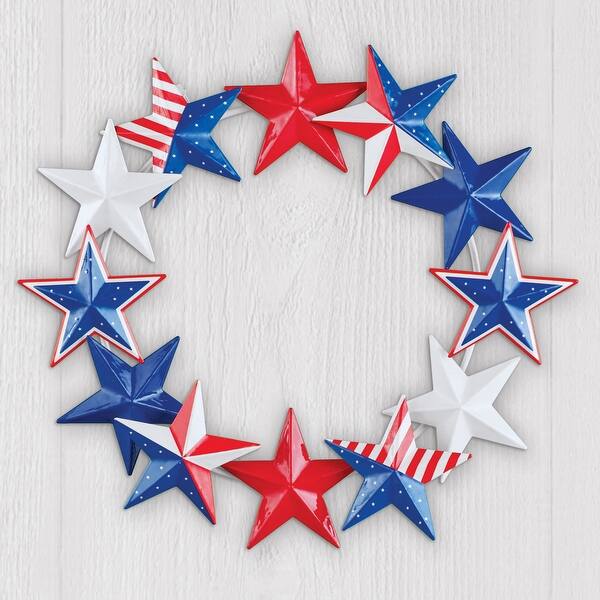 Metal Patriotic 3-Dimensional Stars Hanging Wreath - Bed Bath & Beyond ...