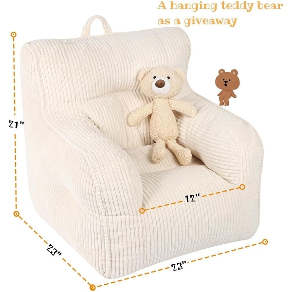 Kids Bean Bag Chair with a Plush Bear, Comfy Toddler Chair for Boys and ...