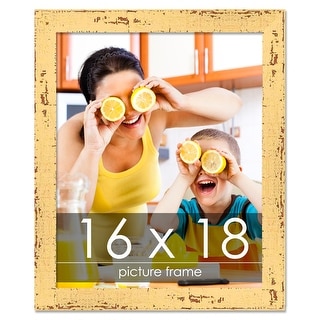 16x18 Shabby Chic / Farmhouse Yellow Complete Wood Picture Frame with ...