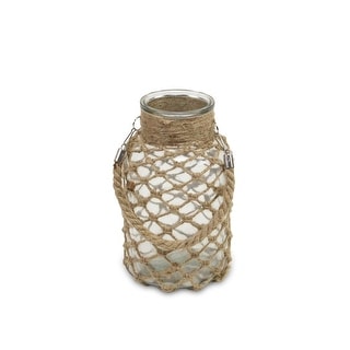 17" Brown and Clear Glass Jar with Woven Rope Exterior - Bed Bath ...