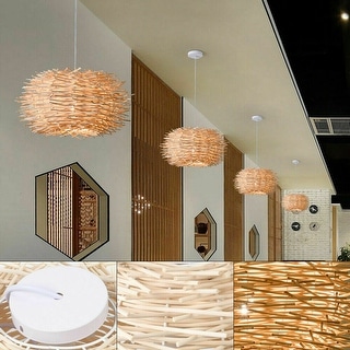 Rattan Weave Craft Bird Nest Pendant Light Lamp Chandelier Fixture - 40 ...