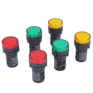 6pcs Orange Green Red LED Power Indicator Pilot Signal Light Lamp - Red ...