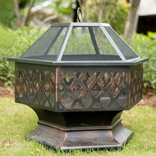 Polygon Iron Outdoor Fire Pit with Spark Screen - Bed Bath & Beyond ...