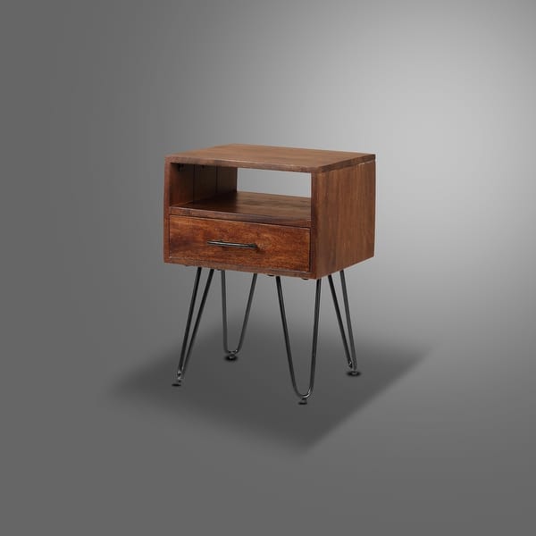 Modern Style Side Table with Drawer and Open Storage Space - Bed Bath ...