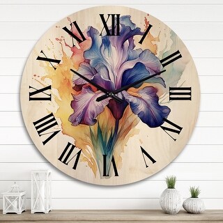 Designart "Purple Grey Iris Impressions I" Irises Oversized Wood Wall ...