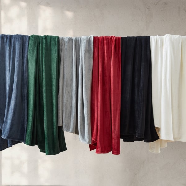Nautica Solid Ultra Soft Plush Fleece Bed Blanket - On Sale - Bed Bath ...