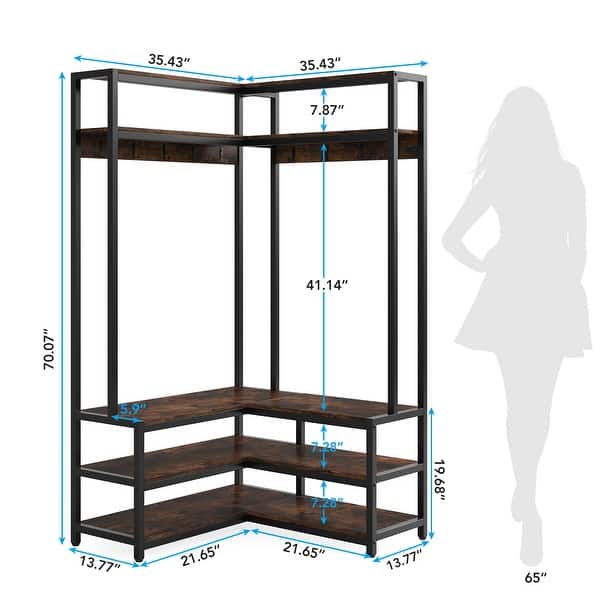 L-Shaped Hall Tree with Shoe Bench, Entryway Corner Coat Rack with Shoe ...