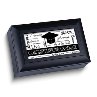 Curata Graduation Sentiment Black Finish Resin Black Cap Music Box ...