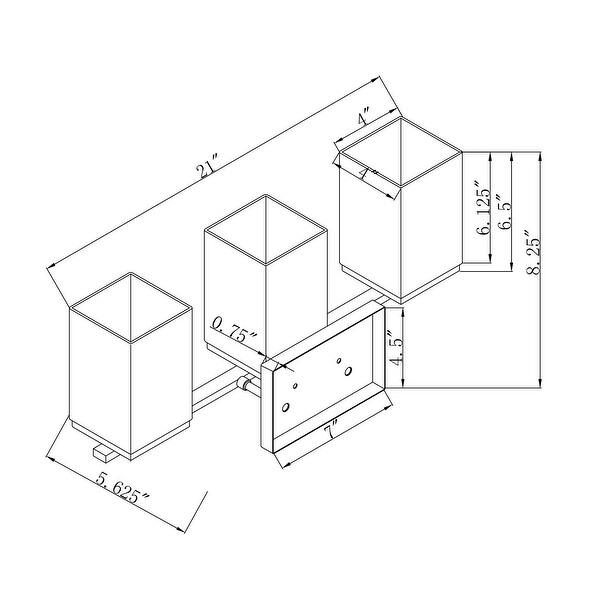 Ella 3-Light Brushed Nickel Bath Bracket with Square Satin Opal Glass ...